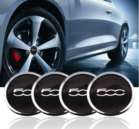 4 x 60mm Black 500 Abarth Logo ABS Alloy Wheel Rim Hubcap Center Cap ...