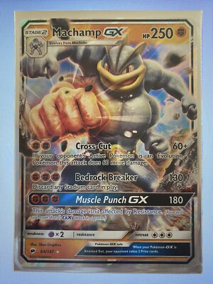 Pokemon 2017 Sun & Moon—Burning Shadows Machamp-GX 64/147 Rare Holo GX ...
