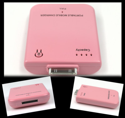 2800MAH PORTABLE EXTERNAL PINK BATTERY CHARGER 30-PIN IPHONE 4S 4 3GS ...