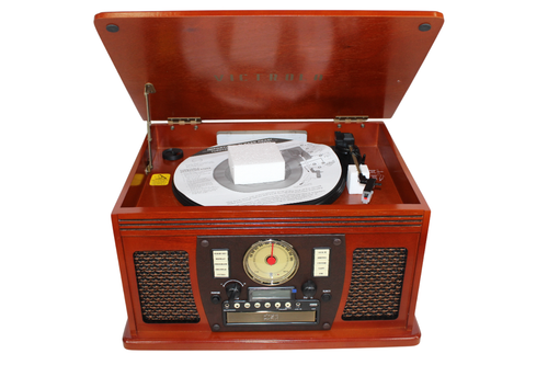 Victrola VTA-600B-MAH 8-in-1 Record Player Multimedia Center -Free ...
