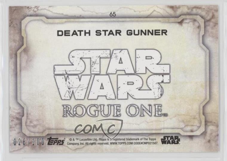 2016 Topps Wars: Rogue One Series 1 Grey Squad 26/100 Death Star Gunner ...