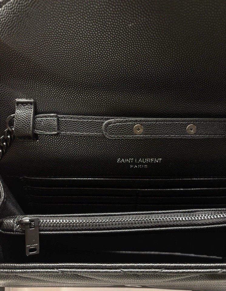 Yves Saint Laurent YSL Black/ Black Envelope Wallet Crossbody NO BOX | eBay