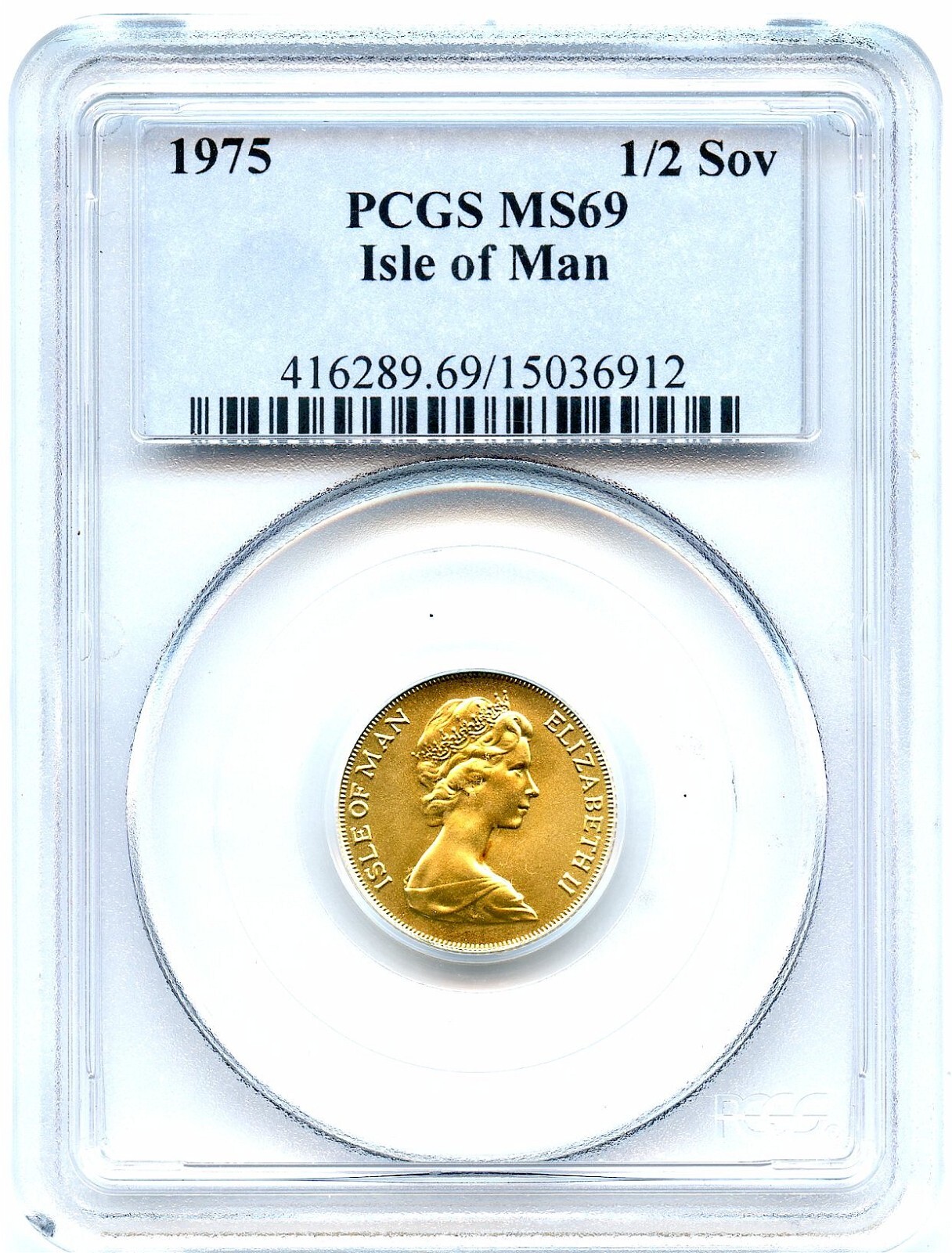 1975 Great Britain 1/2 Gold Sovereign, Isle of Man PCGS MS69, Flashy ...