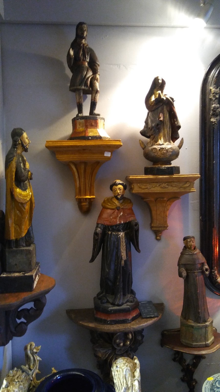 Hand Carved Religious Antique Spanish Painted Wooden Santos Saint ...