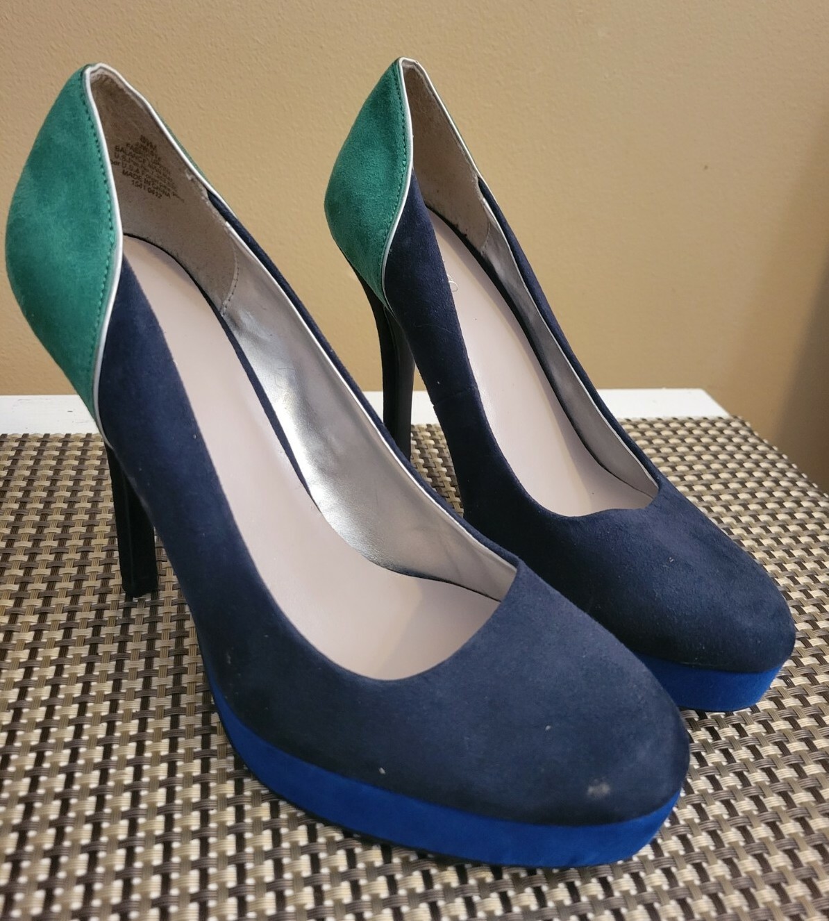 Nine & Co Platform Heels sz 8.5 Colorblock shoes faux… - Gem