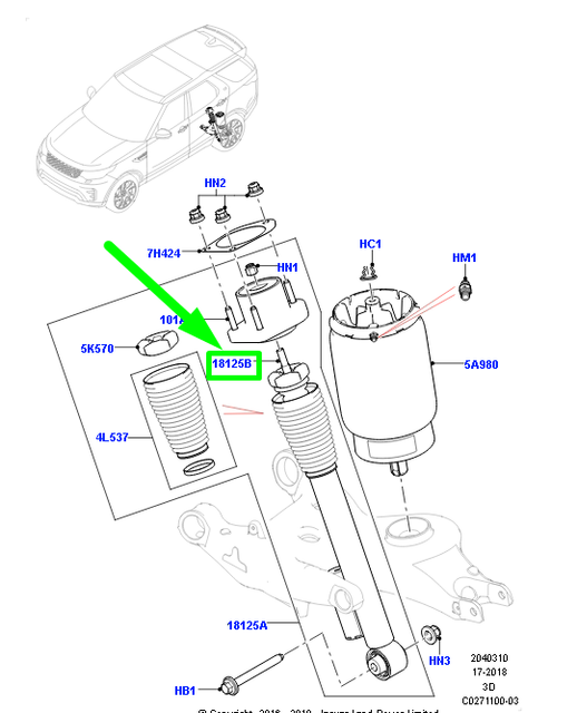 Land Rover Discovery L462 Rear Shock Absorber LR095865 Genuine for sale ...