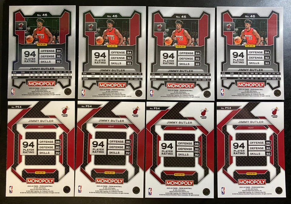 Jimmy Butler 2023 Panini Prizm Monopoly Basketball Card Lot of 8 Miami ...