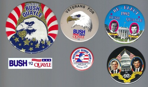1988 - 1992 GEORGE H.W. BUSH & DAN QUAYLE PRESIDENTIAL CAMPAIGN BUTTON ...