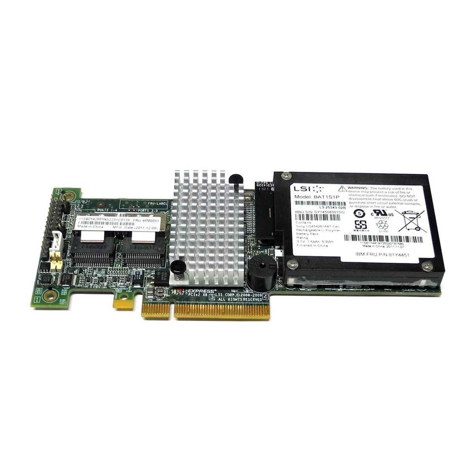 IBM ServeRAID M5015 6 Gb/s RAID Controller L3-25121-79B 46M0851 +BBU o ...