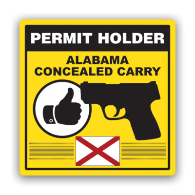 Alabama Concealed Carry Permit Holder Sticker Decal - Weatherproof ...