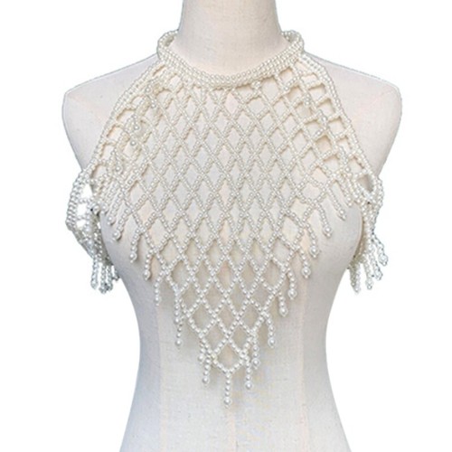 Women Blouse Elegant Faux Necklace Collar Detachable Beaded False ...