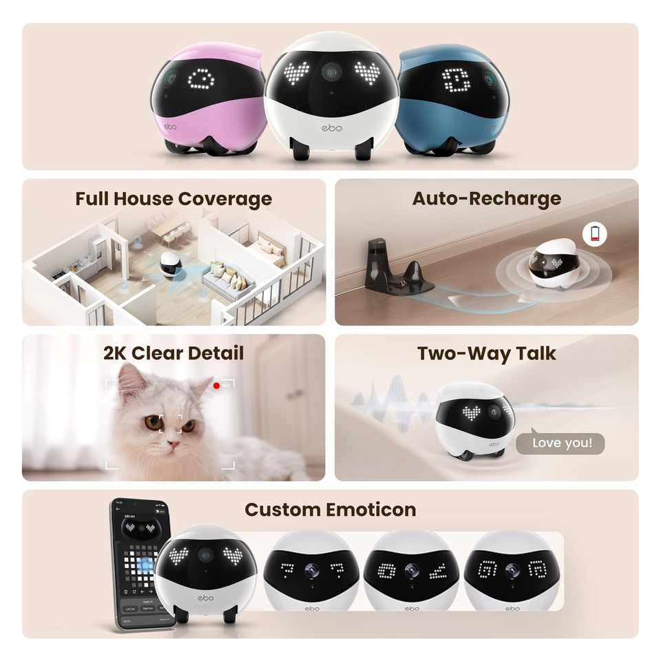 Air 2 FamilyBot Indoor Security Camera Robot: 2K Pet Camera, Movable ...