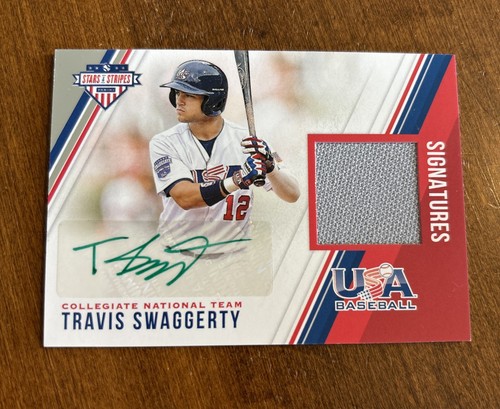 Travis Swaggerty 2018 USA Baseball Stars Jersey Green Auto 24 Monarchs ...