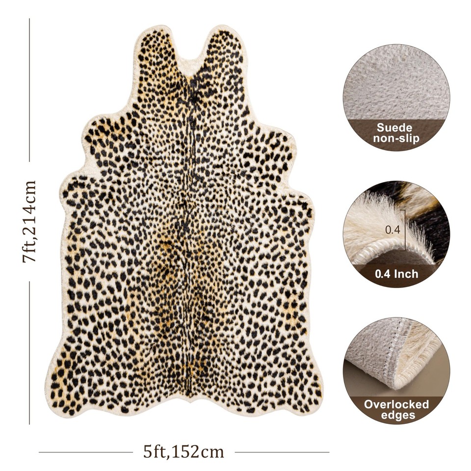 WARM HAVEN Cheetah Print Rug, Leopard Rug 5'2" x 7' (Rectangular), | eBay