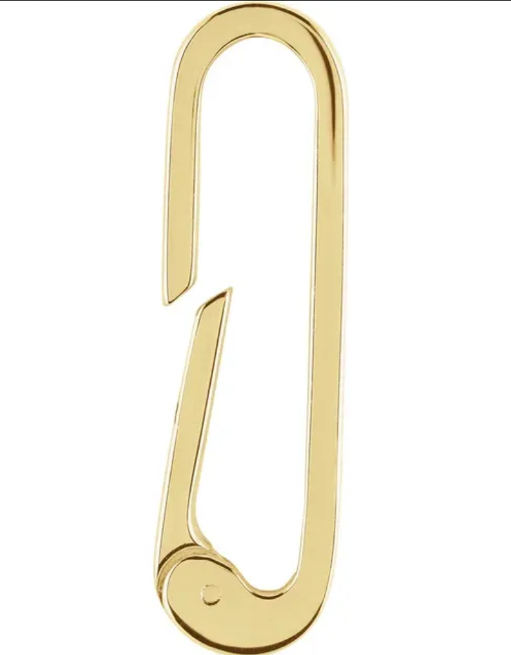 24mm 14k Yellow Gold Charm Hinged Carabiner Lock Bail Enhancer Extender ...