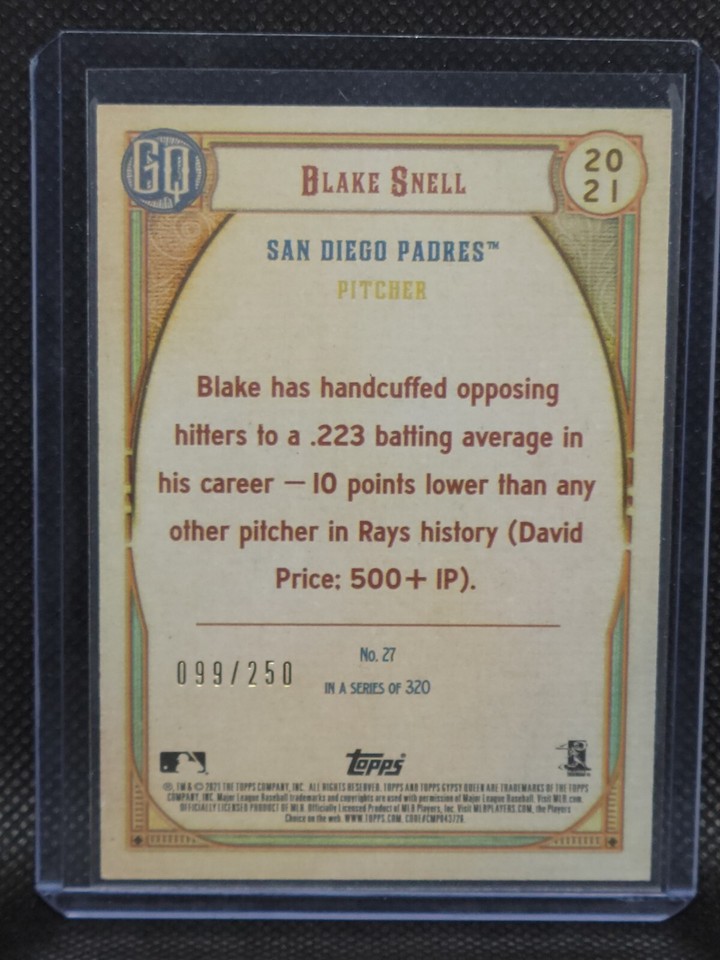 2021 Topps Gypsy Queen-Blake Snell #27-Indigo Parallel /250 | eBay