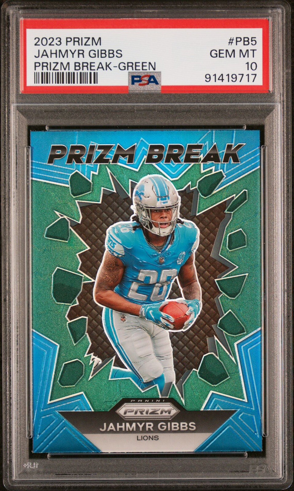 2023 Prizm Jahmyr Gibbs Prizm Break Green Rookie Card PSA 10 Lions 717 ...