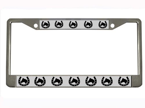 horseshoe with horse head License Plate Frame Metal Tag Holder Chrome ...