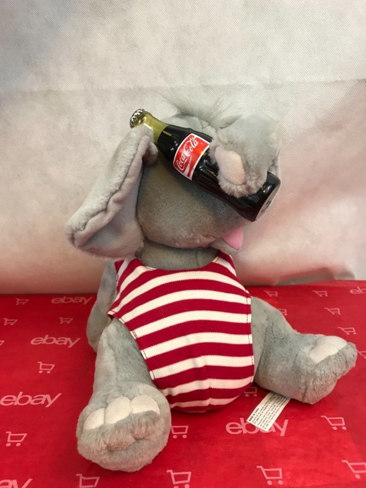 1993 Coca Cola Plush Collection Elephant Wearing Red White Striped ...