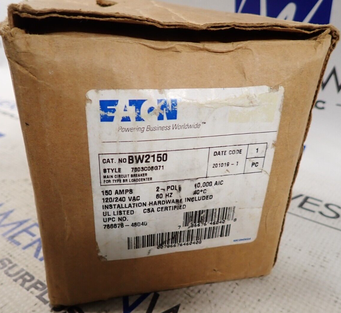 NEW - Eaton BW2150 150 Amp 120/240 VAC 2 Pole Main Circuit Breaker | eBay