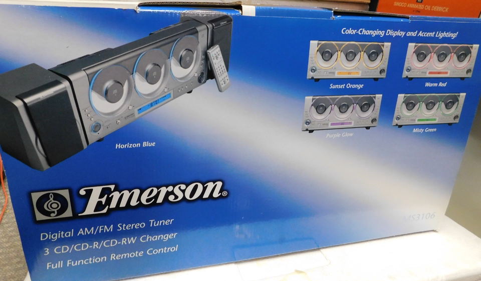 ! EMERSON MS3106 TRIPLE-PLAY LINEAR 3CD RADIO IN BOX FOR PARTS OR ...