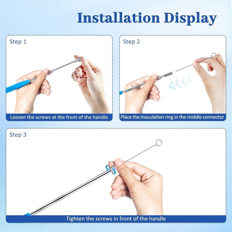 Metal Inoculation Loop, Mycology Sampling Rod with 2pcs Handle and ...