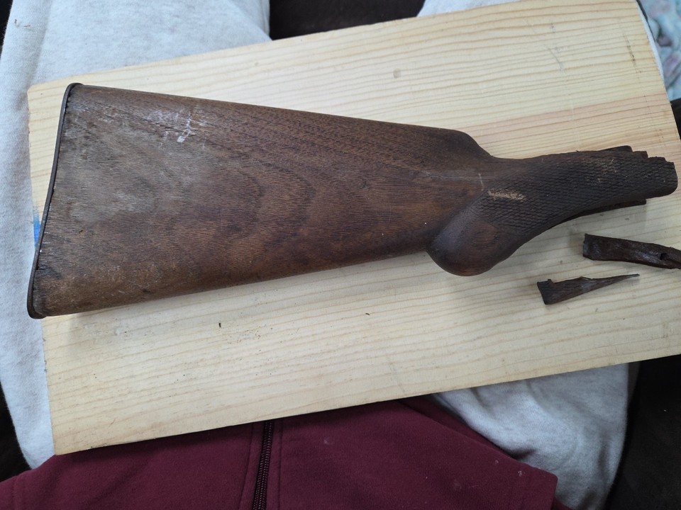 ANTIQUE HOPKINS ALLEN ARMS SHOTGUN PART STOCK WITH BUTTPLATE FOR REPAIR ...