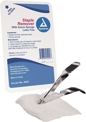 DYNAREX SKIN STAPLE REMOVER KIT WITH GAUZE SPONGE STERILE #4522 | eBay