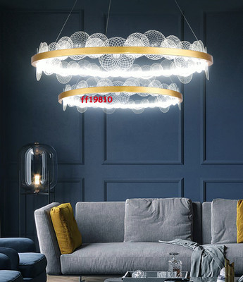 Modern Loop Chandelier LED Pendant Ceiling Light Gold Acrylic Bubble ...