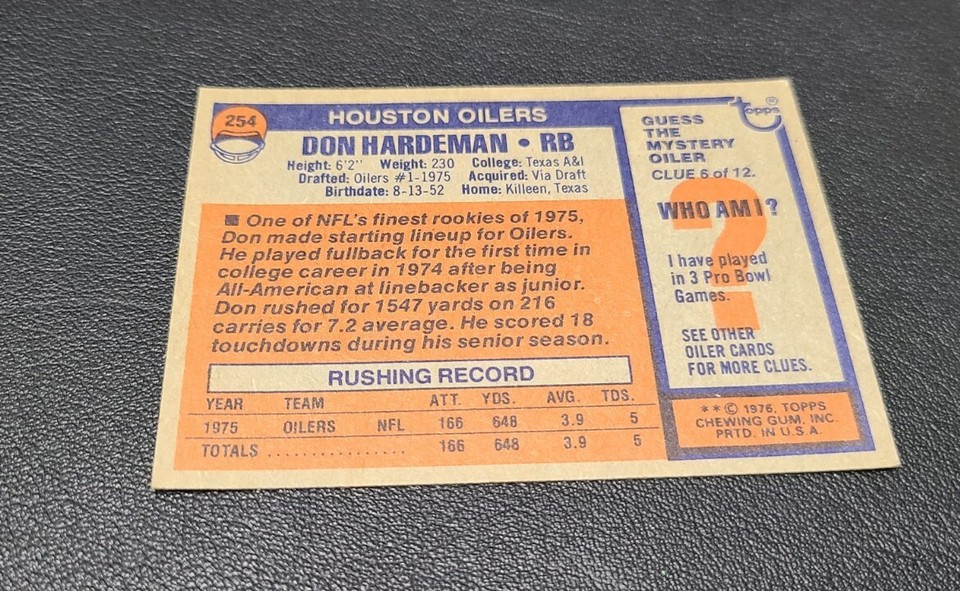 1976 Topps - #254 Don Hardeman (RC) | eBay