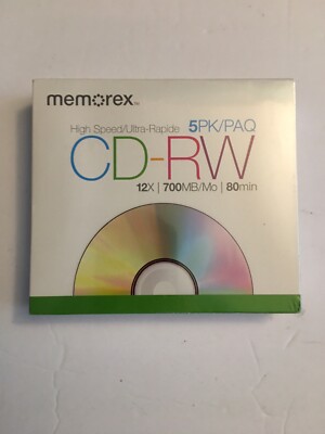 Memorex 5PK - Ultra High Speed - Blank CD-RW 12X 700MB/MO 80MIN - New ...