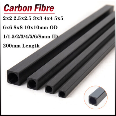 Square Carbon Fiber Rod 200mm Length 2mm to 10mm Width 1/1.5/2/3/4/5/6 ...