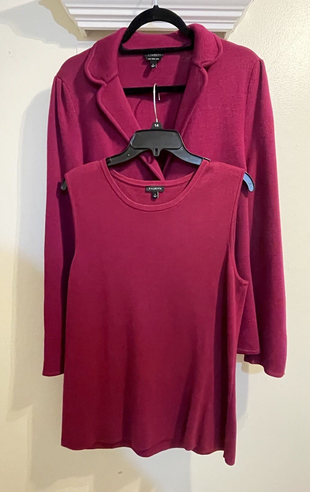 Talbots Burgundy 100% Wool Cardigan, And Top 70% Cotton 30% Rayon,Twin ...