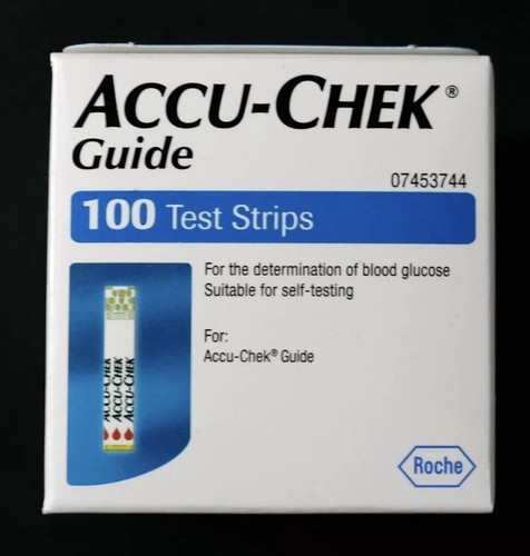 BOX OF ACCU-CHEK GUIDE TEST STRIPS. 100 Test Strips. FREE GIFT Included ...
