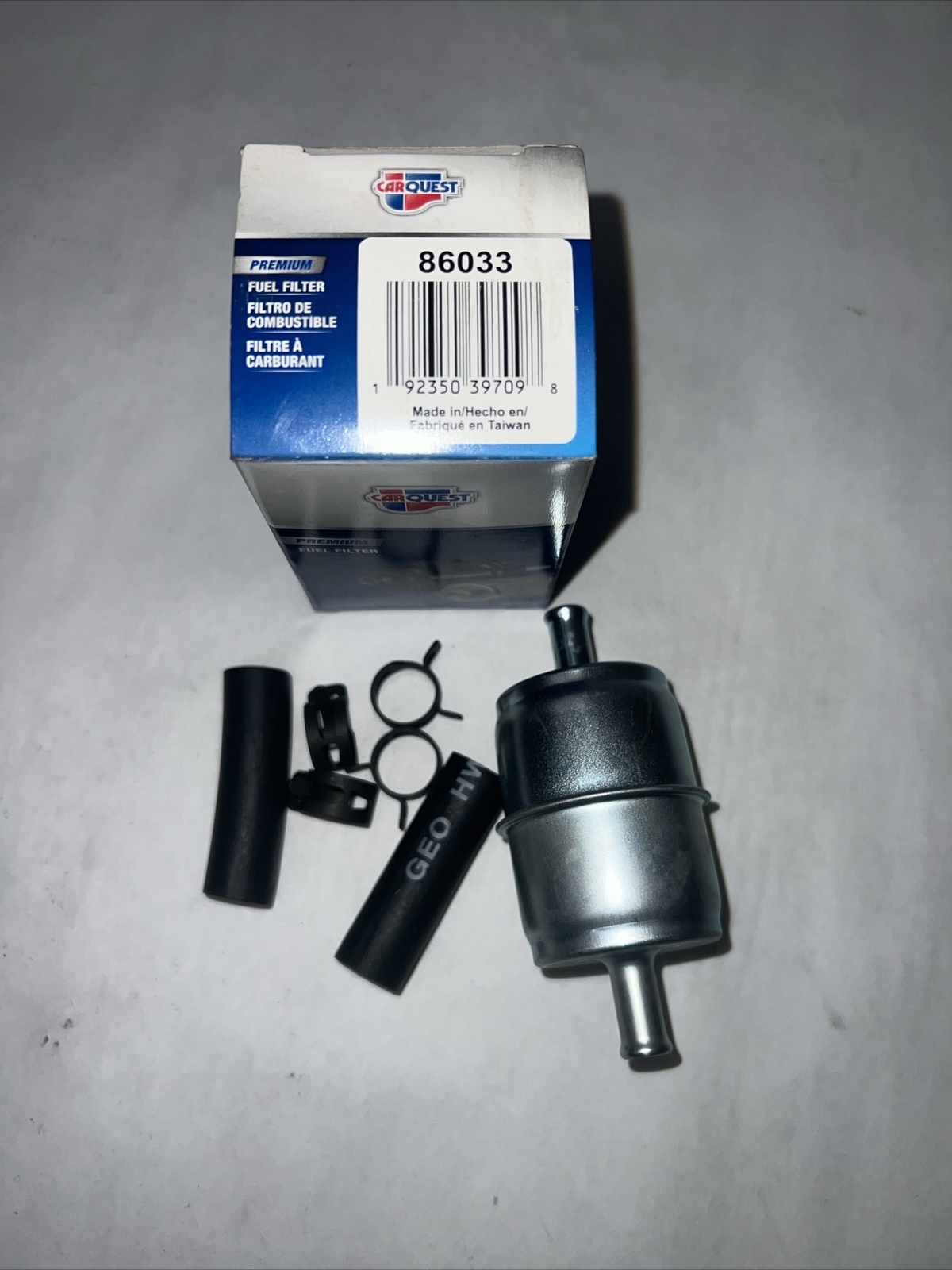 CarQuest 86033 Fuel Filter, 3/8" Inlet-Outlet Metal In-Line Fuel Filter ...