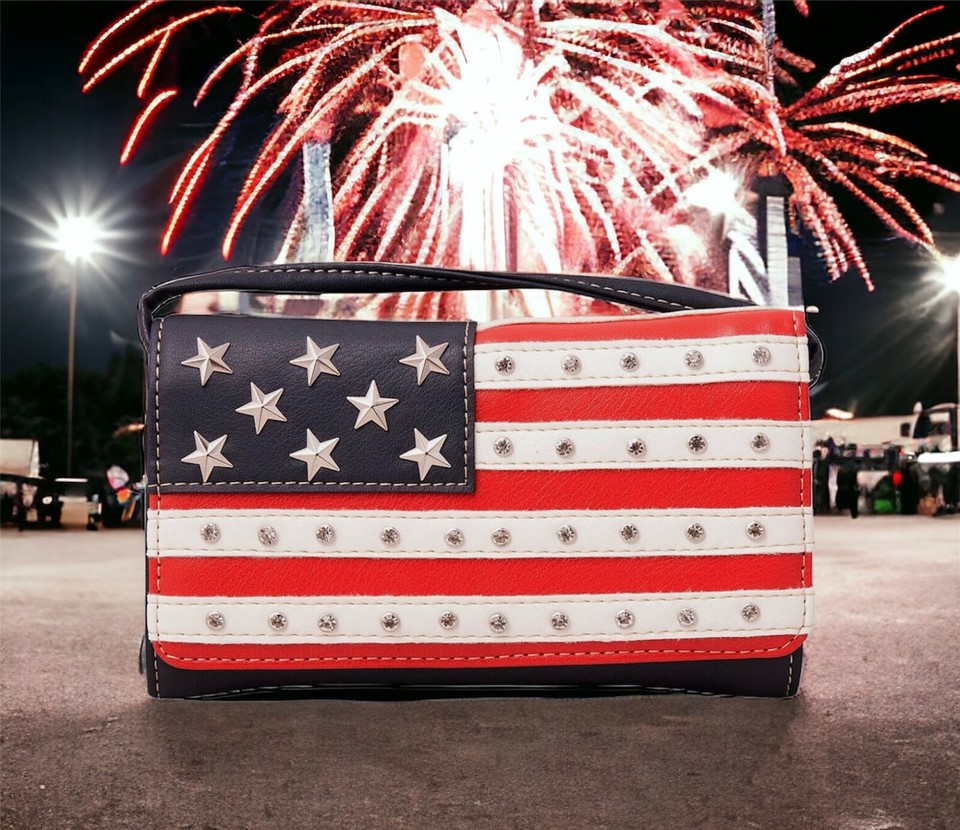 USA American Flag Purse Stars Stripes Western Patriotic Handbag Wallet ...