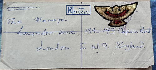SIERRA LEONE 1968 NJALA POSTMARK REGISTERED COVER WITH 3 FREEFORM ...