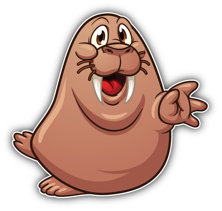 Happy Cartoon Walrus Car Bumper Sticker Decal - "SIZES" | eBay
