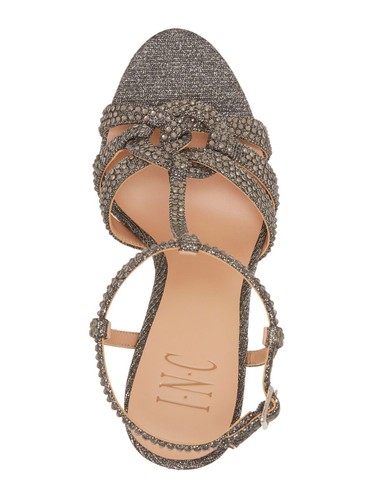 INC Womens Gray Rhinestone Rowyn Almond Toe Stiletto Slingback Sandal 6 ...