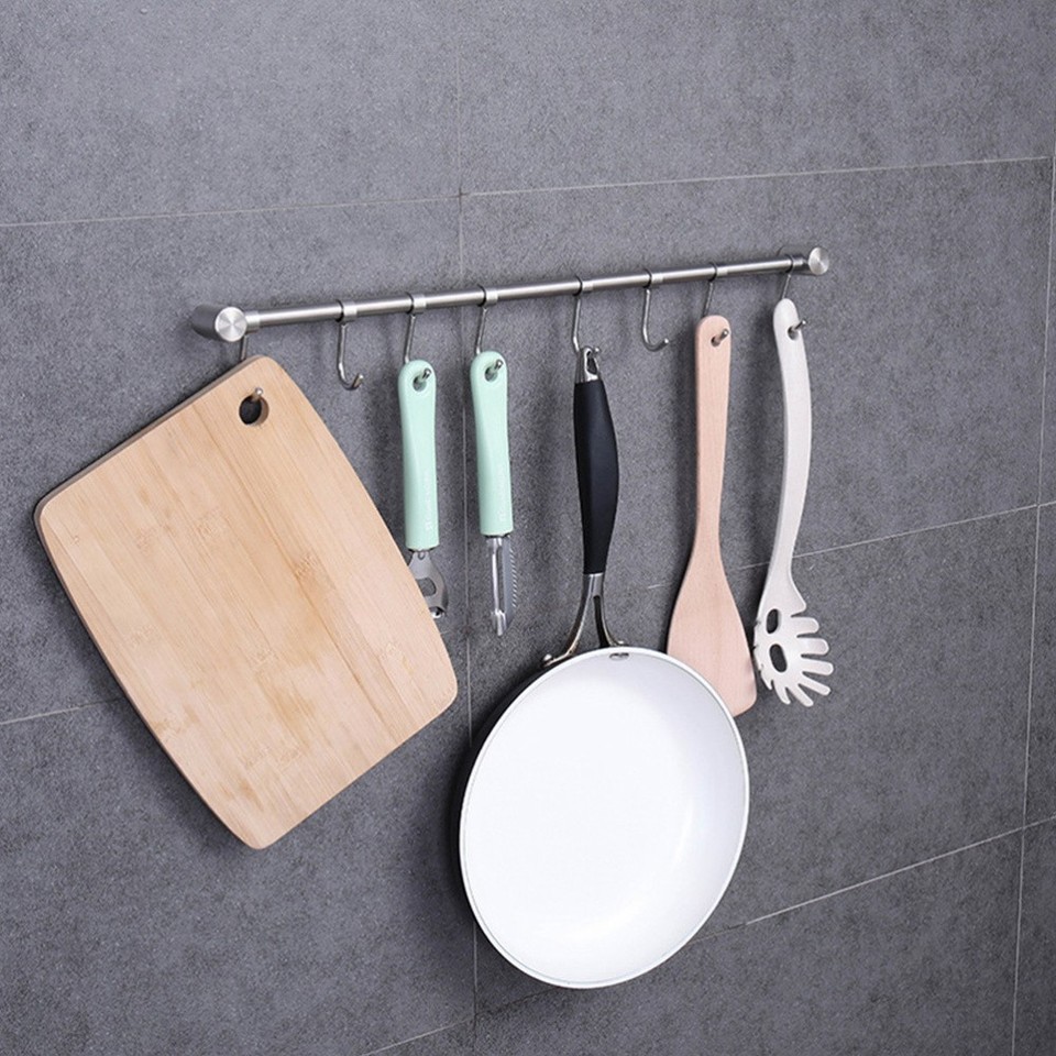 1Pc Kitchen Hanging Rack Wall Mounted Rack Wall Storage Shelf (Steel ...