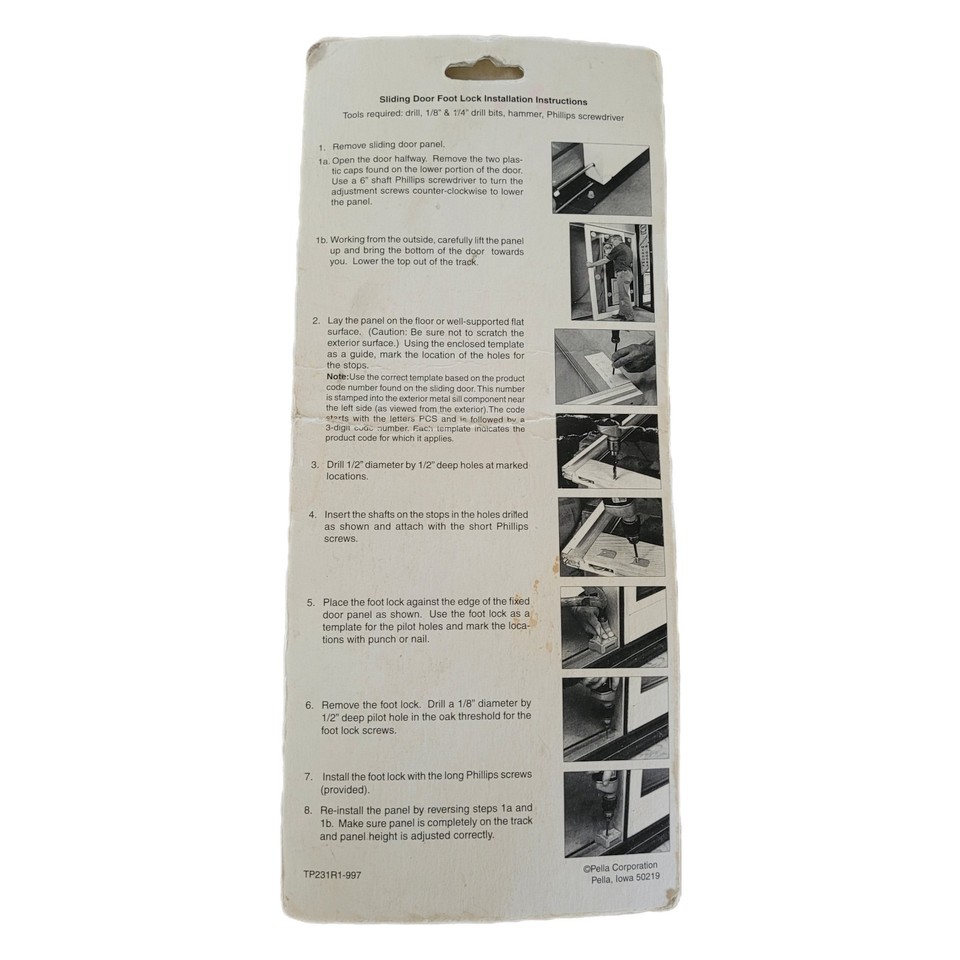 Pella ProLine Sliding Patio Door Foot Lock for XO Sliding Door NEW ...