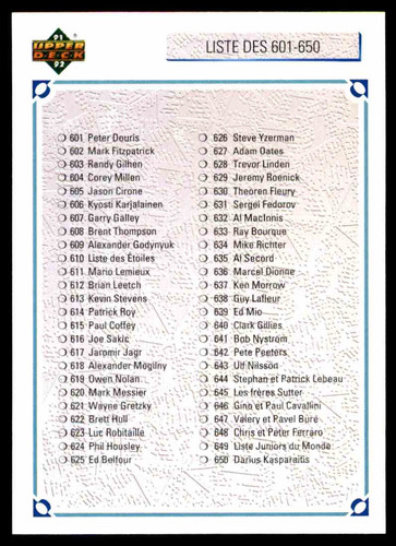 1991-92 UPPER DECK FRENCH LISTE DES 601-700 #700 | eBay
