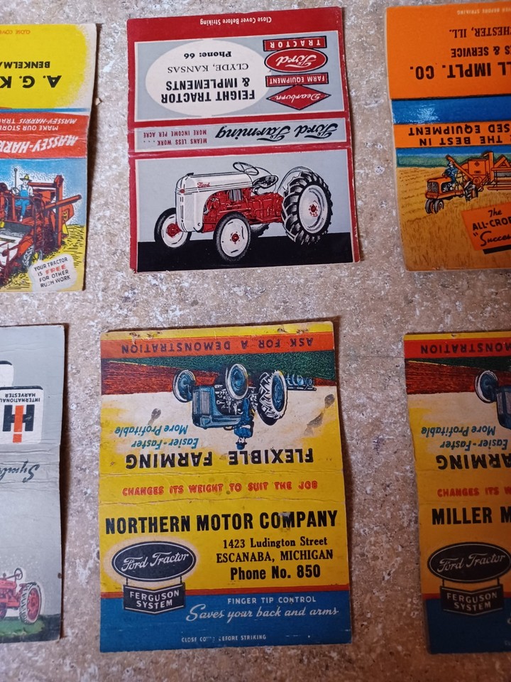 8 Matchbook Cover Oliver Massy Harris Allis Chalmers Ford International ...
