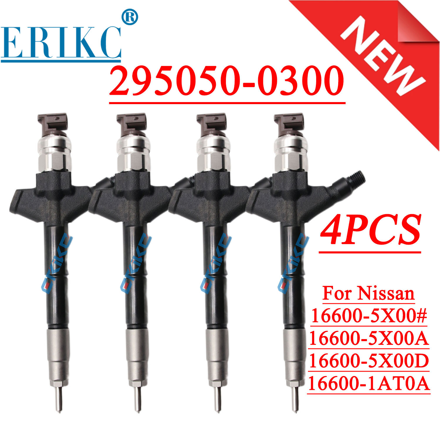 4PC New Diesel Injector 295050-0300 for Nissan Navara 16600-5X00A 16600 ...