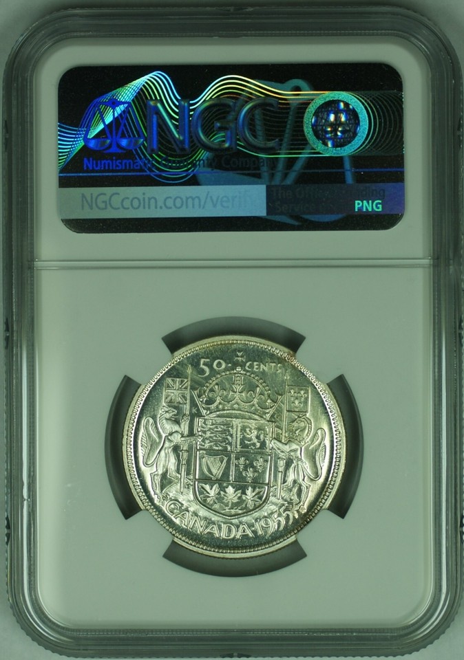 1955 Canada 50 Cent Coin NGC Proof-like Details-Obverse Scratched ...