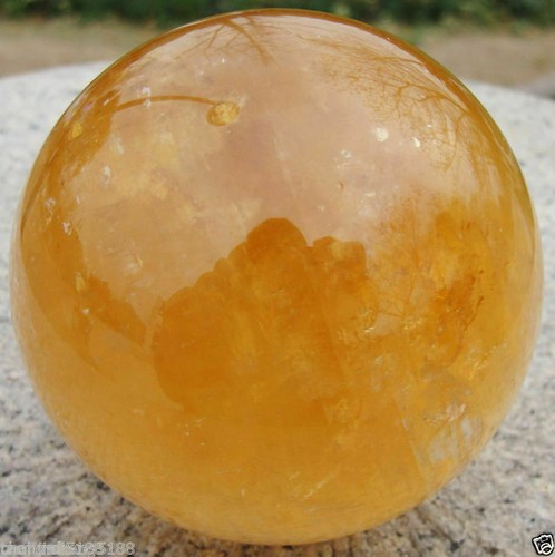 120 MM Natural Citrine Calcite Quartz Crystal Sphere Ball Healing ...