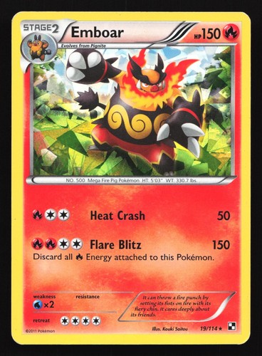 Pokemon Emboar 19/114 Black & White Cracked Ice Holo Rare Promo MP | eBay