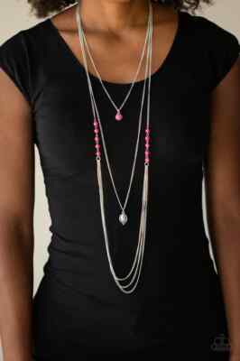 paparazzi long pink necklace | eBay
