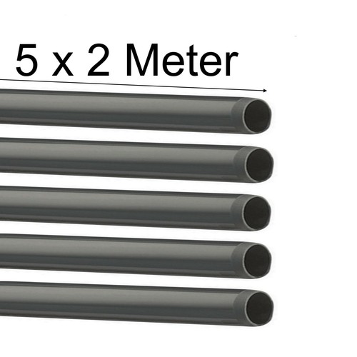 10m PVC Rohr Ø 50 mm 5 Stk je 2m PVC Rohrsysteme Pool Wasser Abwasser ...