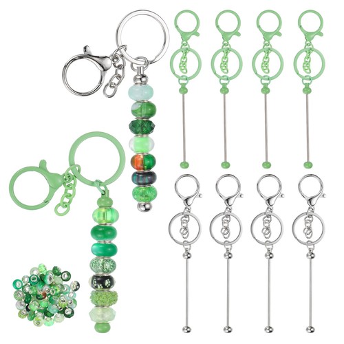 Beads Keychains Set with 50pcs Green Beads-10Pcs(Silver/Green) | eBay